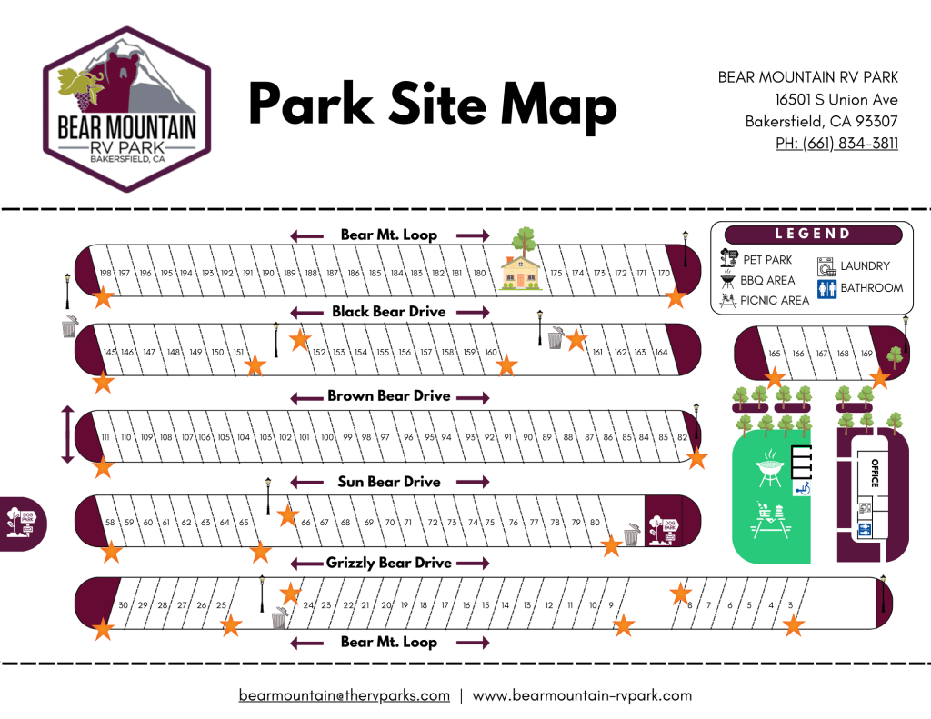 Park Map – Bear Mountain RV Park